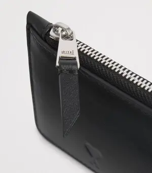 AMI Paris Leather Zipped Card Holder