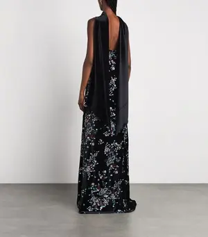 Talbot Runhof Velvet Floral Sequin Gown