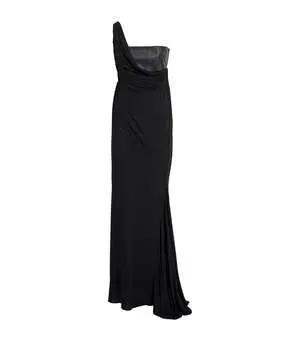 Alex Perry Leather-jersey Asymmetric Gown