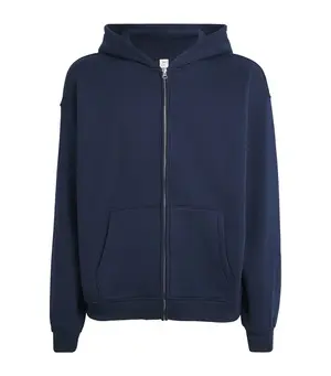 SKIMS Fleece Lounge Relaxed Zip-up Hoodie - Navy