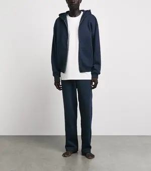 SKIMS Fleece Lounge Relaxed Zip-up Hoodie - Navy