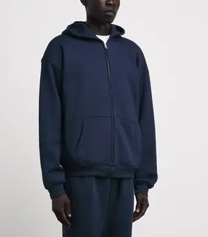 SKIMS Fleece Lounge Relaxed Zip-up Hoodie - Navy