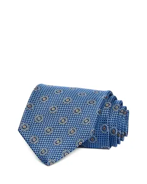 David Donahue Medallion Classic Silk Tie - Blue