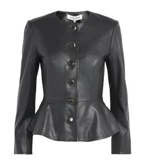 Veronica Beard Lambskin Quinn Peplum Jacket