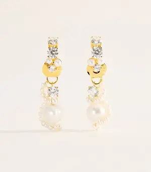 Completedworks Cubic Zirconia Freshwater Pearl Adjustable Drop Earrings
