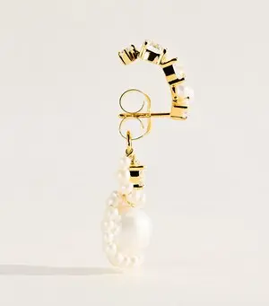 Completedworks Cubic Zirconia Freshwater Pearl Adjustable Drop Earrings