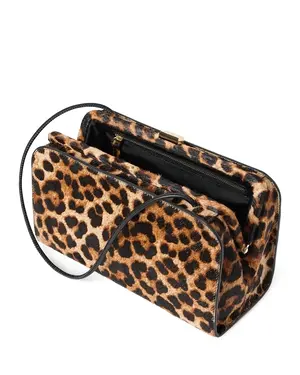 LOEFFLER RANDALL Zella Small Leopard Print Calf Hair Clutch