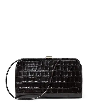 LOEFFLER RANDALL Zella Small Embossed Leather Clutch - Ebony