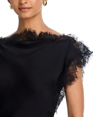 A.L.C. Luna Lace Trim Top - Black