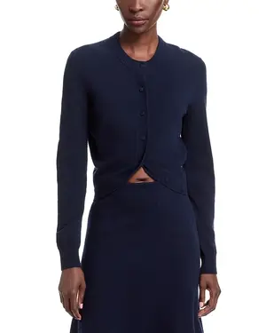 A.L.C. Solenne Curved Hem Button Front Cardigan - Navy