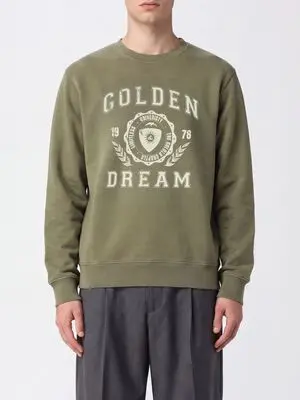 GOLDEN GOOSE Crewneck Cotton Sweatshirt With Contrasting Logo - Green