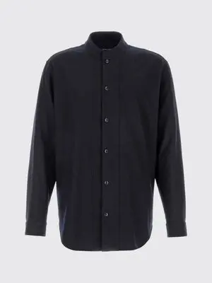 Giorgio Armani Long-sleeved Virgin Wool Shirt With A Mandarin Collar