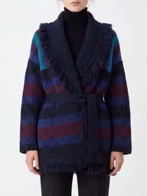 Giorgio Armani Striped Fringe Belted Sweater