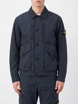 Stone Island Water-repellent Nylon Shirt Jacket With Compass Logo