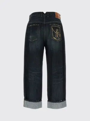 Dolce & Gabbana Wide-leg Cotton Denim Jeans With Cuffs And Logo