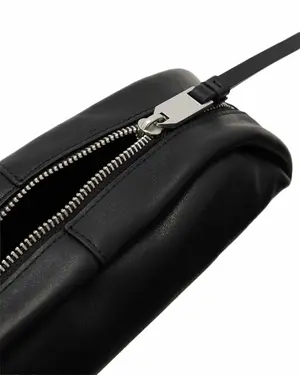 ALLSAINTS Rosalie Small Leather Pouch - Black/silver