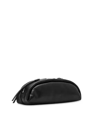 ALLSAINTS Rosalie Small Leather Pouch - Black/silver