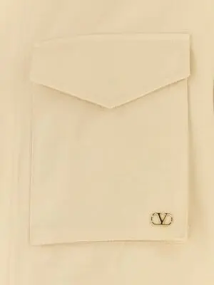 Valentino Garavani Cotton Utility Jacket With High Neck And Epaulettes