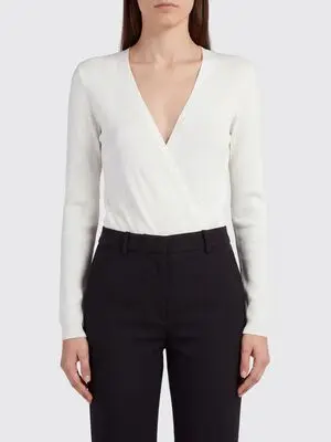 Elisabetta Franchi Ribbed V-neck Bodysuit - White