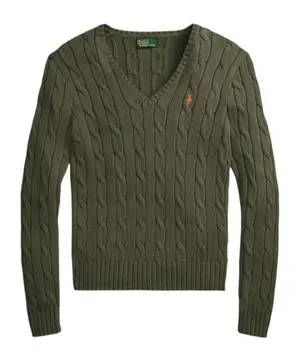Polo Ralph Lauren POLO RALPH LAUREN Cable-Knit V-Neck Sweater Green