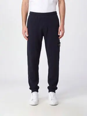 Stone Island Wool Jogging Trousers With Compass Logo And Elasticated Waist - Blue