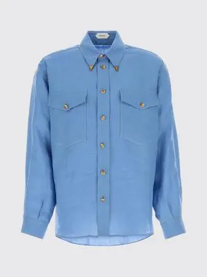 Versace Linen Shirt With French Collar And Patch Pockets