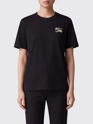 Burberry Cotton T-shirt With Embroidered Equestrian Knight Detail - Black
