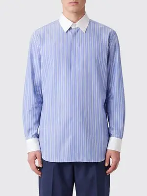 TOM FORD Striped Pure Silk Shirt With Concealed Buttoning - Blue