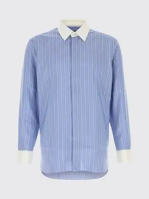 TOM FORD Striped Pure Silk Shirt With Concealed Buttoning - Blue