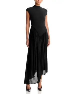 ET OCHS ET OCHS Francis Knit Combo Midi Dress Black