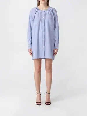 Alexander Wang Striped Cotton Poplin Mini Shirt Dress - Blue