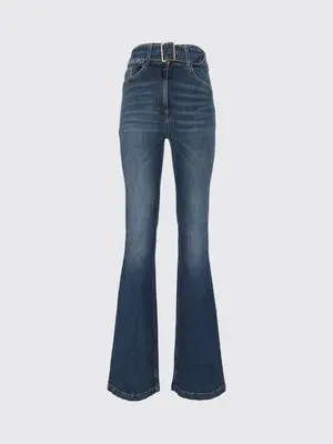 Elisabetta Franchi High-waisted Skinny Flare Jeans In Cotton Denim