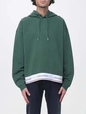 Dsquared2 Relaxed Fit Jacquard Logo Cotton Hoodie - Green