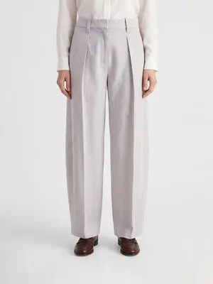 Brunello Cucinelli Tailored Wide-leg Wool And Cashmere Trousers With Monili