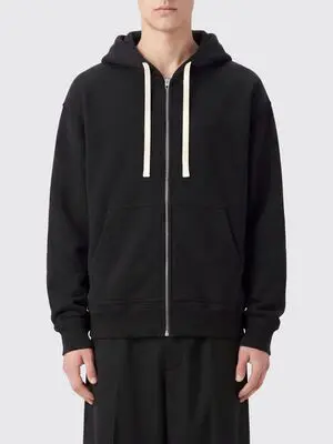 JIL SANDER Two-tone Pure Cotton Zip-up Hoodie - Black