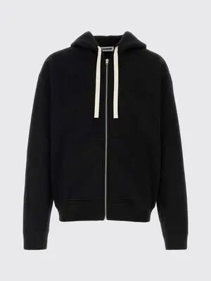 JIL SANDER Two-tone Pure Cotton Zip-up Hoodie - Black