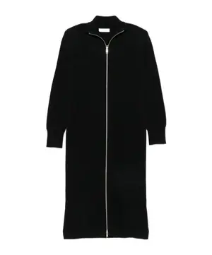 THE FRANKIE SHOP Zip-up Knit Long Coat - Black
