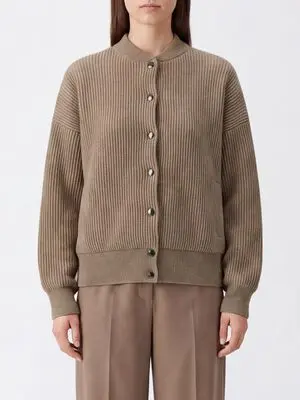 Brunello Cucinelli Pure Cashmere Bomber Collar Cardigan - Brown