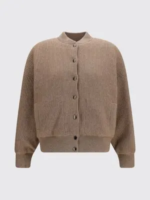 Brunello Cucinelli Pure Cashmere Bomber Collar Cardigan - Brown