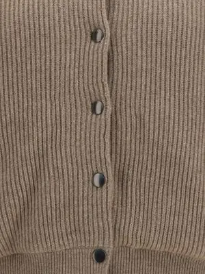 Brunello Cucinelli Pure Cashmere Bomber Collar Cardigan - Brown