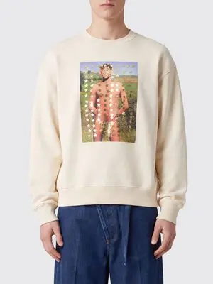 JW Anderson Relaxed Fit Graphic Print Jumper In Cotton With Crew Neck - Ecru