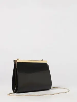 Alberta Ferretti Smooth Leather Clutch With Metallic Trim
