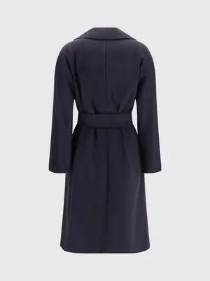 Max Mara Belted Virgin Wool Robe Coat With Dropped Shoulders - Blue