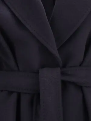 Max Mara Belted Virgin Wool Robe Coat With Dropped Shoulders - Blue