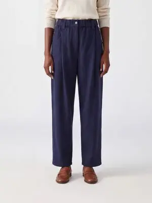 Brunello Cucinelli High-waisted Straight-leg Wool-blend Trousers With Belt Loops