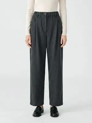Brunello Cucinelli High-waisted Straight-leg Wool-blend Trousers - Grey