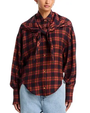 Essentiel Antwerp Kiss Oversized Printed Shirt With Removable Scarf