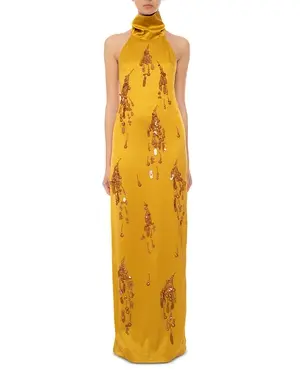 DES_PHEMMES Embellished Halter Maxi Dress