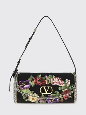 Valentino Garavani Embroidered Shoulder Bag - Black