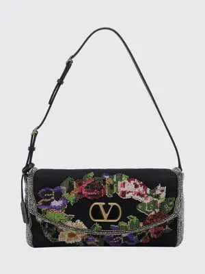 Valentino Garavani Embroidered Shoulder Bag - Black